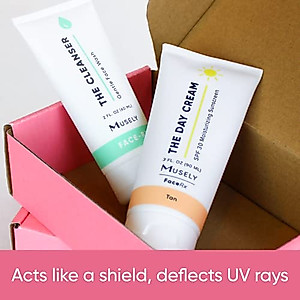 Musely Cleanser and Day Cream Mineral SPF 50, Clinical Grade Sunscreen, Broad-Spectrum, Water Resistant, 3 Fl Oz, Clear Color, 2x Bundle