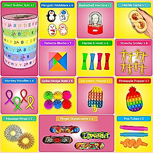 82 Pack Fidget Toys Set, Sensory Party Favors Gifts for Boy Girl Kids Adults Autism Stress Relief Stocking Stuffers Pop It Autistic Bulk Goodie Bag Filler Treasure Box Classroom Prizes School