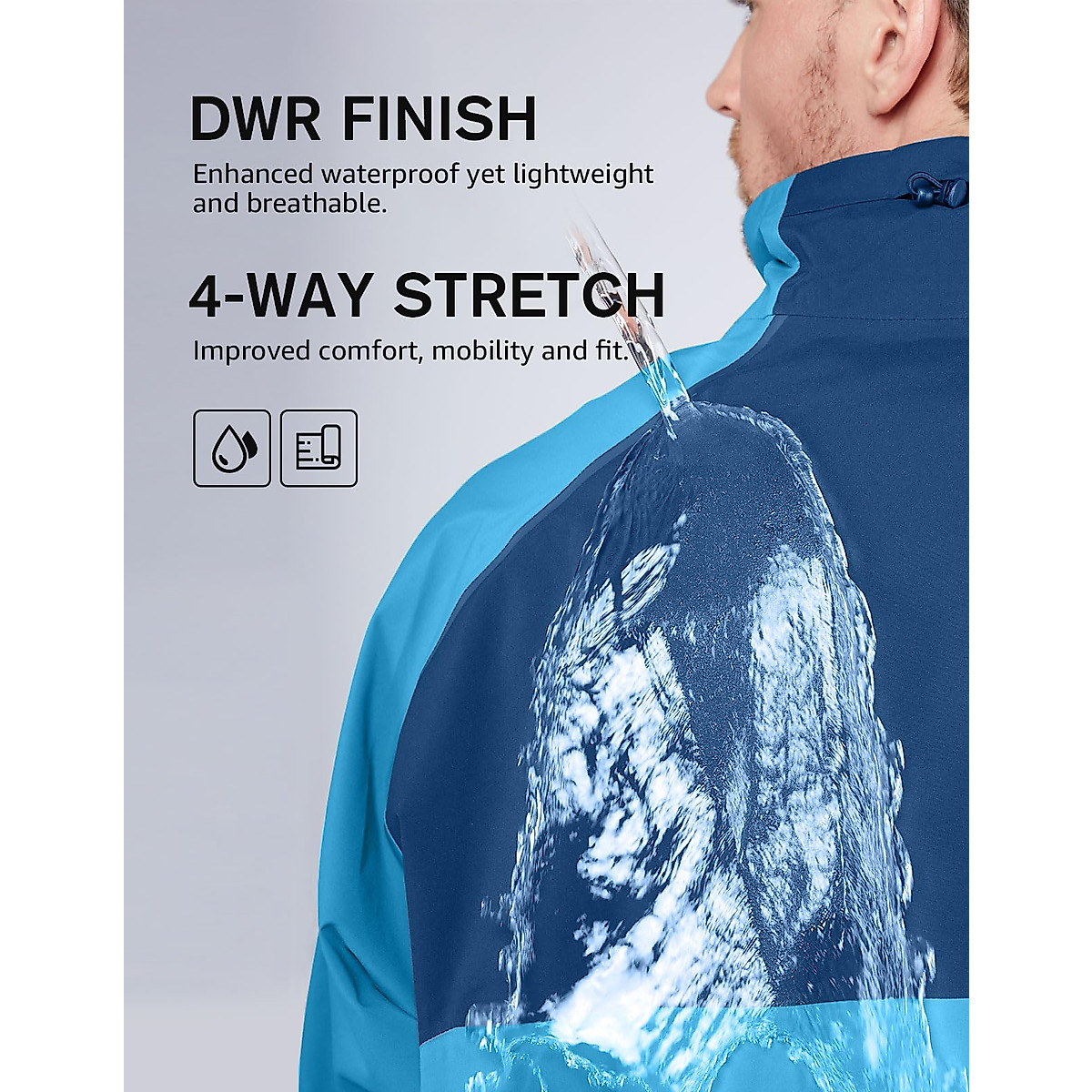 fit space Waterproof Golf Rain Suits for Men Performance Rain Jackets and Pants for All Sports (Navy-Blue Full-Zip, Medium)