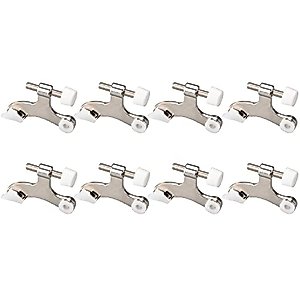 OBTANIM 8 Pack Hinge Pin Door Stopper Heavy Duty Metal Adjustable Door Stops with Rubber Bumper Tips (Silver)