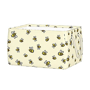 Nozidse Honey Bee Rectangular Storage Baskets for Organizing Shelves Collapsible with Handles for Shelf Closet Bathroom Cute Large Fabric Storage Bin