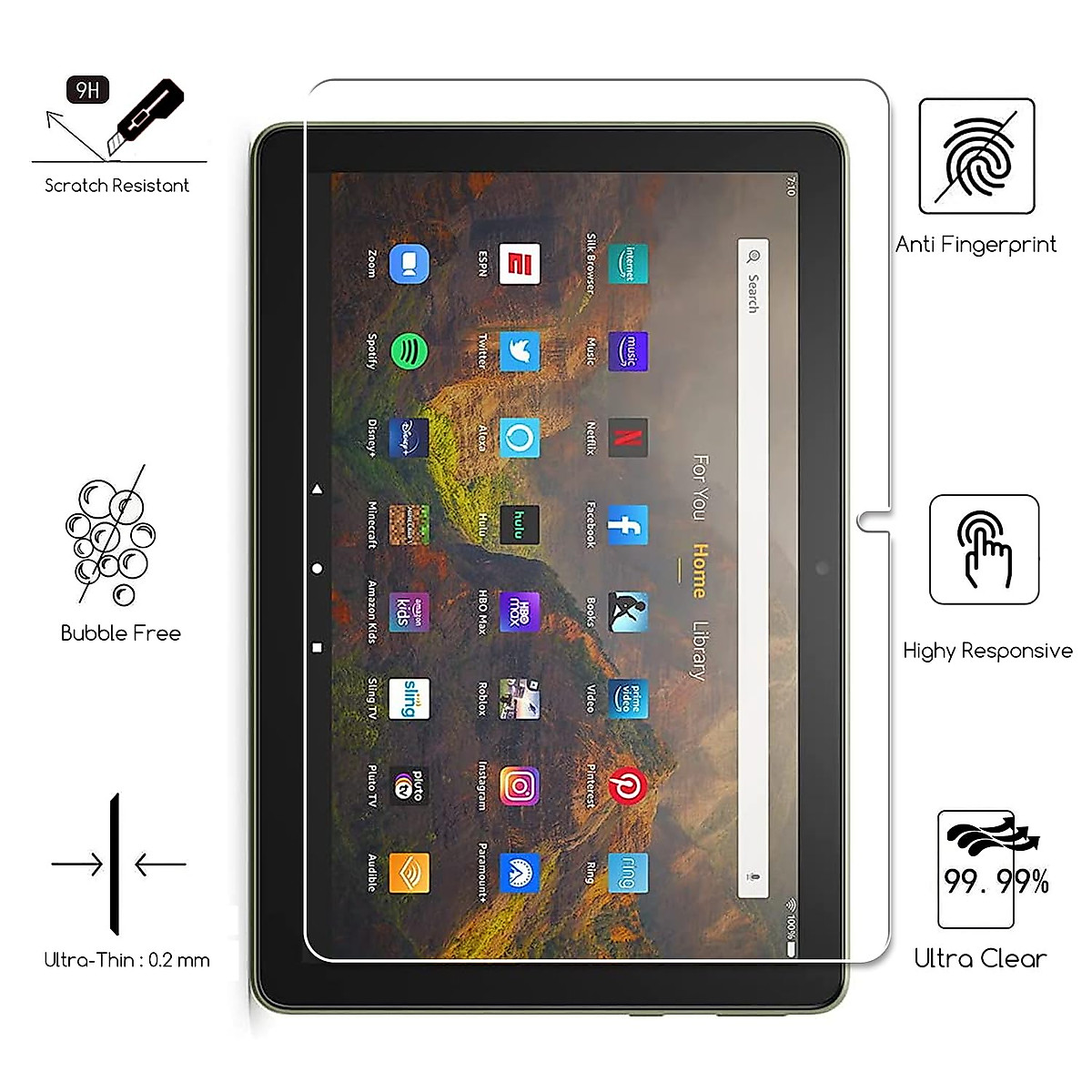 KEANBOLL 2-Pack Tempered Glass Screen Protector For All-New Amazon Fire HD 10/Fire HD 10 Plus Tablet 10.1 Inch (13th-11th Generation, 2023-2021 Released)[Reduce Fingerprint][Anti Scratch]