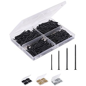 Mr. Pen- Nail Assortment Kit, 600 Pcs, 4 Sizes, Black, Small Nails, Nails for Hanging Pictures, Finishing Nails, Wall Nails for Hanging, Pin Nails, Hardware Nails, Assorted Nails, Galvanized Nails.
