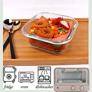 R.repad yay Square Glass Food Storage Containers, Small Square Glass Containers With Airtight Lids, 14oz Glass Meal Prep Containers, Glass Leak-proof Soup Container, Microwave Freezer Safe -(4PC)