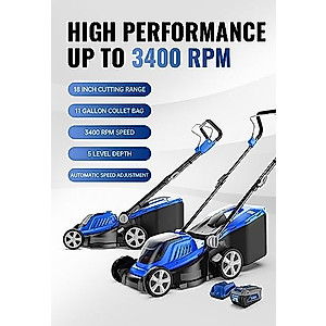 WILD BADGER POWER Lawn Mower 40V Brushless 18" Cordless, 5 Cutting Height Adjustments Electric Lawn Mower, Quickly Folding Within 5’s, 4.0AH Battery and Super Charger Included.