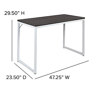 Flash Furniture Kimberly Tiverton Industrial Modern Desk-Rustic Gray/White Commercial Grade Computer Desk-47" Sturdy Home Office Desk-Writing Desk