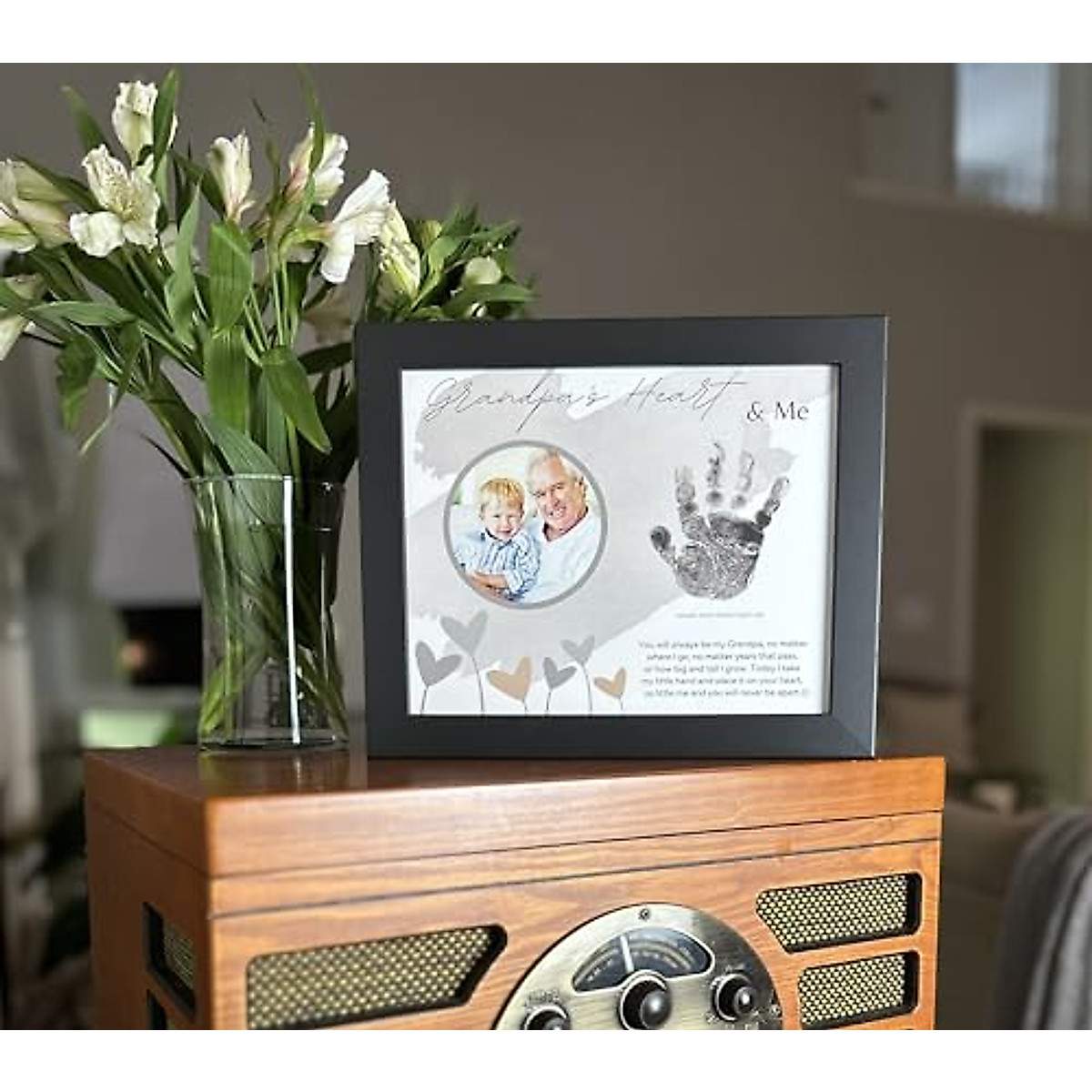 Baby Child Keepsake Handprint Frame for Grandpa with Poetry - Loving Gift for Grandfather for Christmas, Father's Day- Made in USA