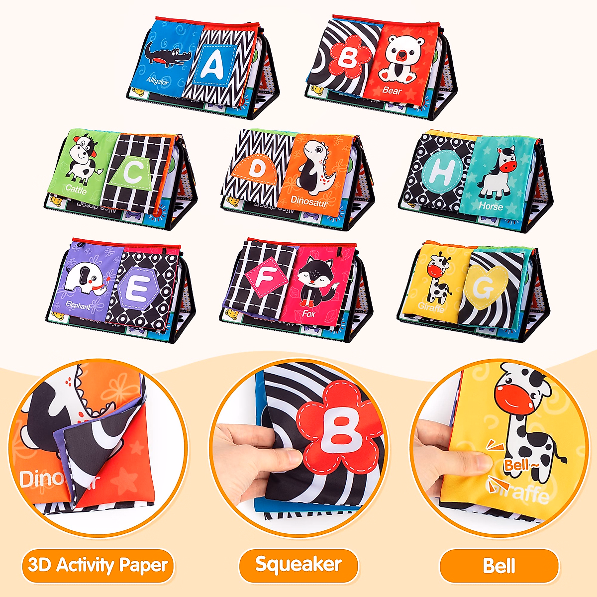 SYNARRY Tummy Time Mirror, Baby Mirror Tummy Time Floor Mirror, High Contrast Black and White Baby Toys 0 3 6 Months Brain Developmental Newborn Infant Crawling Toy Gift 0-3 0-6 6-12 Months