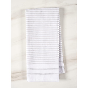 KAF Home Marseilles Reversible Terry Kitchen Towels - Set of 3-100% Cotton (Drizzle Gray)