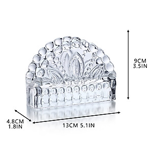 5.1'' Glass Napkin Holder Engraved Design Clear Napkin Dispenser Tableware Decoration for Coffee Store Restaurant Bar Living Room Kitchen