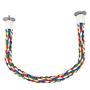 Keersi Colorful Rotate Cotton Rope Bird Perch Stand for Parrot Budgie Parakeet Cockatiel Conure Lovebird Finch Canary Macaw African Grey Cockatoo Amazon Eclectus Cage Toy (60cm/24'')