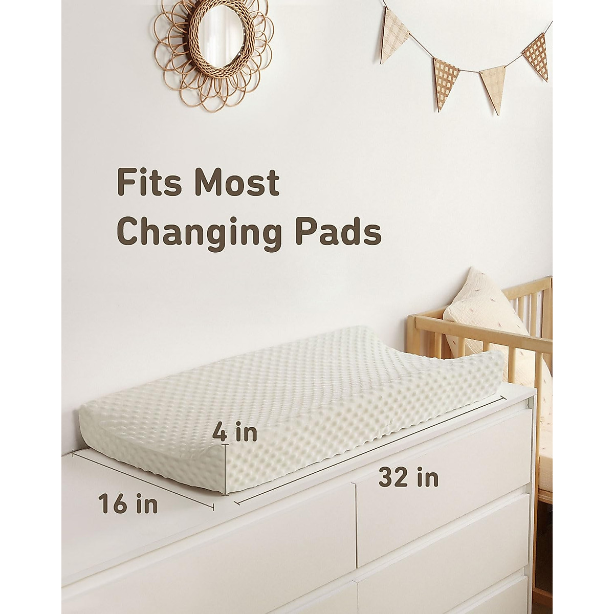 Changing Pad Cover, Ultra Soft Minky Dots Plush Changing Table Covers for Baby Girls and Boys, 2 Pack (Roman Green & Lily White)