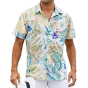 ZAFUL Men's Hawaiian Printed Shirts Casual Short Sleeve Button Down Camp Shirt