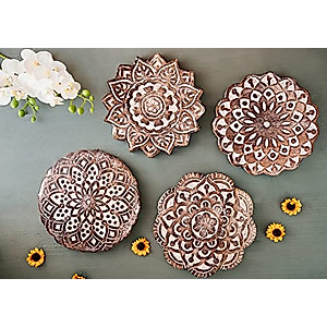 Set of 4 Wooden Trivet for Hot Dishes Pots and Pans Tea Pot Holders Nonslip Heat Resistant Kitchen Counter Accessories Housewarming Gift (MD2205) 8" Diameter