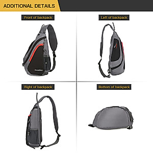 Dehikewell Sling Bag Crossbody Sling Backpack Earphone Hole Shoulder Chest Bag Daypack Men Women Hiking Camping Outdoor