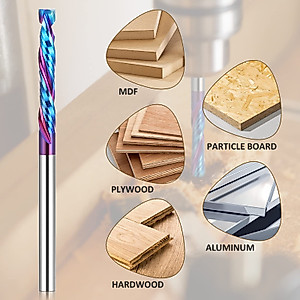 HQMaster Up & Down Cut Bit 1/8" Shank Compression Bit Spiral CNC Router Bits End Mill Tungsten Carbide Milling Cutter Set 5 Pack