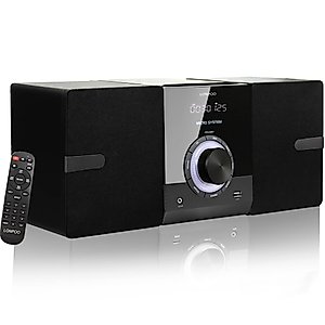 Home CD Stereo Shelf System - 30W Compact Micro Stereo System with CD Player, Bluetooth, FM Radio, Aux-in, USB Playback, 2-Way Music Crisp-Sound, DSP-Tech, Remote Control