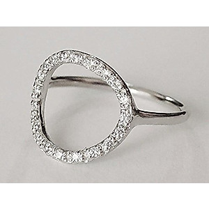 SOVATS Open Circle Ring for Women Set with White Cubic Zirconia 925 Sterling Silver Rhodium Plated - Simple, Stylish &Trendy Nickel Free Ring, Size 7