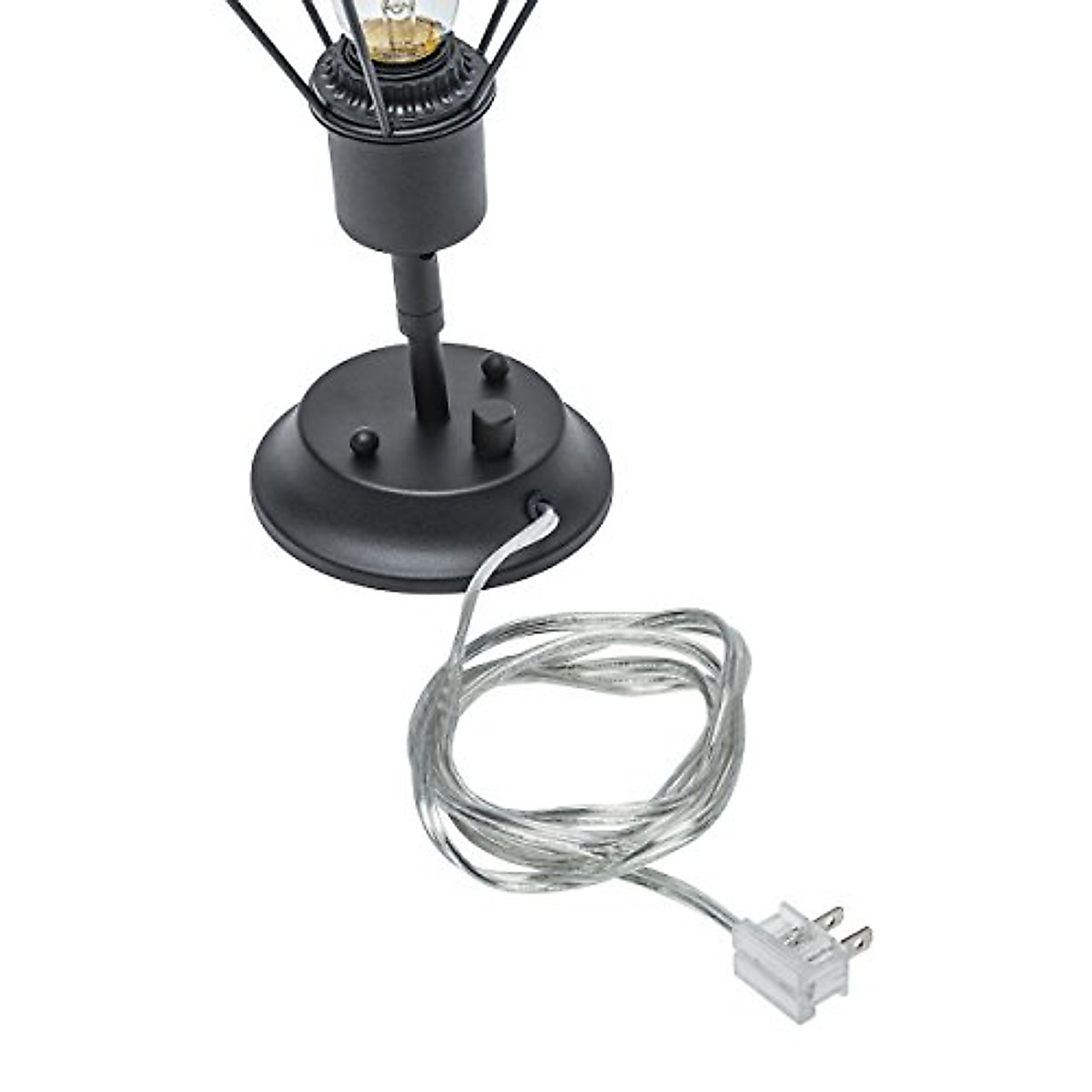 Globe Electric 65291 1-Light Plug-in or Hardwire Industrial Cage Wall Sconce, Matte Black Finish, On/Off Rotary Switch, 6ft Clear Cord, Wall Lights for Bedroom Plug in, Kitchen Sconces Wall Lighting