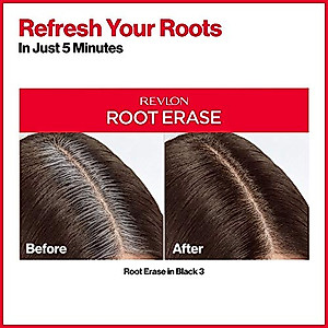 Revlon Permanent Hair Color, Permanent Hair Dye, At-Home Root Erase with Applicator Brush for Multiple Use, 100% Gray Coverage, Black (3), 3.2 Fl Oz