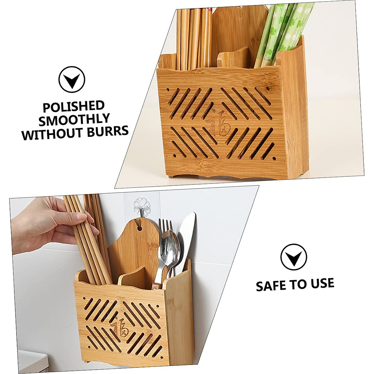 Uonlytech Bamboo Drying Rack Drain Chopsticks Holder Spoon Holder Spoons Silverware Kitchen Drainer Rack Silverware Holder Flatware Organizer Flatware Holder Fork 1pc