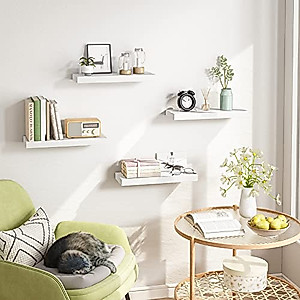 Fixwal Floating Shelf, Set of 4 White Shelves with Invisible Brackets, Decorative Wall Shelves for Bathroom Living Room Bedroom Kitchen Study(15 x5.9 x1.2in)