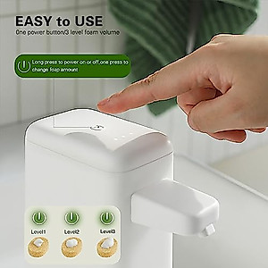 QANYI Automatic Foaming Soap Dispenser, USB Rechargeable Auto Sensor 3 Gear Foam Adjustable, 13.5oz/400ML PETG+ABS Wall Mount Soap Dispenser, Touchless Hand & Dish Soap Pump for Bathroom, Kitchen