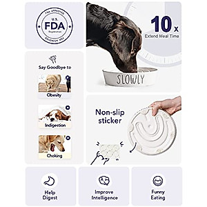 LE TAUCI PET Dog Slow Feeder Bowl Ceramic, Puzzle Dog Food Bowl for Small Medium Large Breed, Puppy Slow Feeder Bowl for Fast Eater, Dog Bowls to Slow Down Eating, Maze Bowl, Pet Bowl