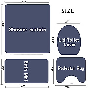 4 Pcs Sets Autumn Pumpkin Truck Shower Curtains Sets with Non-Slip Rugs, Toilet Lid Cover and Bath Mat, Durable, Waterproof Fall Leaves Buffalo Plaid Fall Farmhouse Shower Curtains with 12 Hook