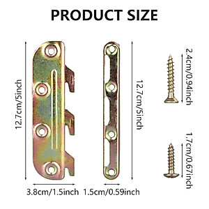 ABuff 8 Set Bed Rail Brackets Heavy Duty Wooden Bed Rail Fittings, Rust Proof Bed Frame Hardware Brackets for Connecting to Wood, Headboards and Foot-Boards- 5inch(Screws Included)