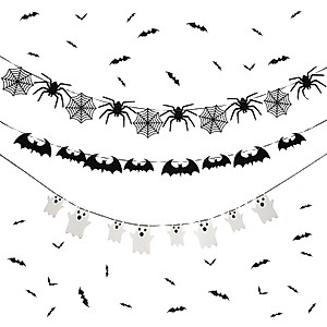 ZESION Bat Halloween Banner, Scary Party Decorations for Halloween, Thriller Party Banner, Role Playing Party Decorations