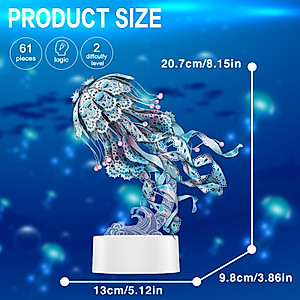 Piececool 3D Puzzles for Adults, Jellyfish Night Light with USB Plug, Ocean Animals 3D Metal Model Building Kits, Hobbies DIY Assembling Arts and Crafts Best Christmas Gifts
