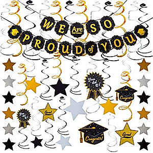 JOYIN 2023 Graduation Party Decoration 26 Pcs Hanging Swirls String Banner Graduation Decorations Kit for Congrats Grad Indoor Outdoor School Part Supplies