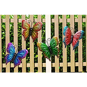 ShabbyDecor Metal Butterfly Wall Decoration Butterfly Outdoor Garden Decor Set of 4