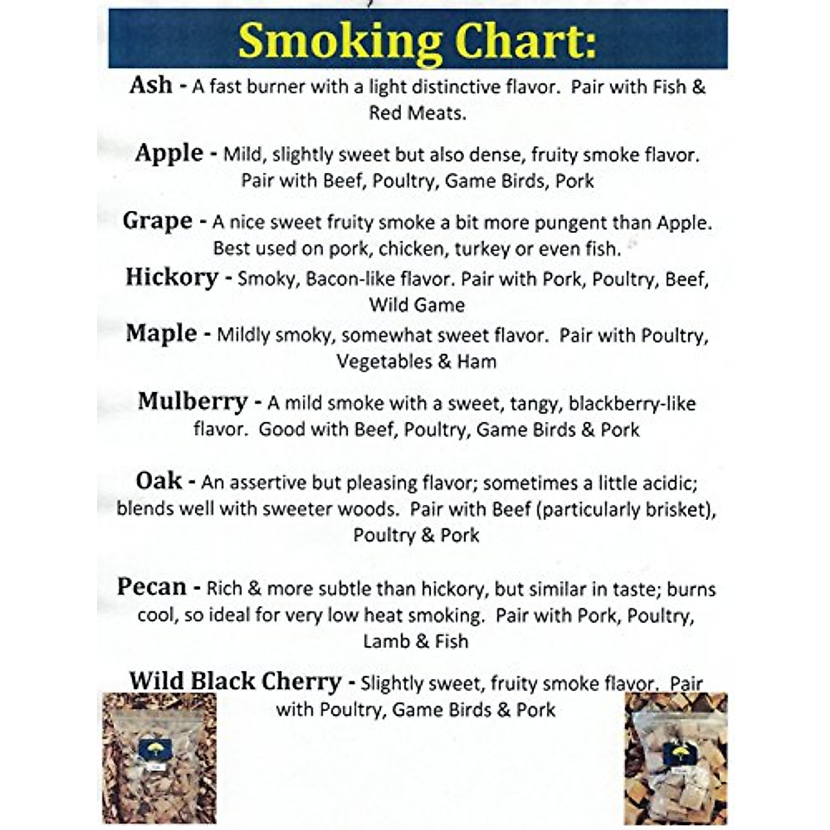 J.C.'s Smoking Wood Chunks - Premium 4 PK Gallon Sized bag of Apple, Hickory, Pecan, Wild Black Cherry