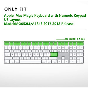 MMDW Ultra Thin Silicone Full Size Wireless Bluetooth Numeric Keyboard Cover Skin for iMac Magic Keyboard with Numeric Keypad MQ052LL/A A1843 2017 2018 Release US Layout(Creative Characters)