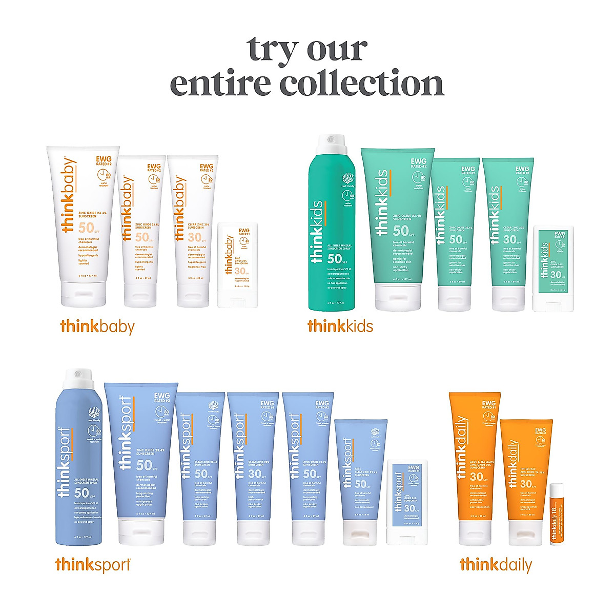 Thinksport Mineral Sunscreen, SPF 50 Clear Zinc Oxide Sunscreen, 3 Fl Oz, Natural, Water Resistant Reef Safe Sunscreen, Broad Spectrum UVA/UVB Sun Screen for Sun Protection, Travel Size