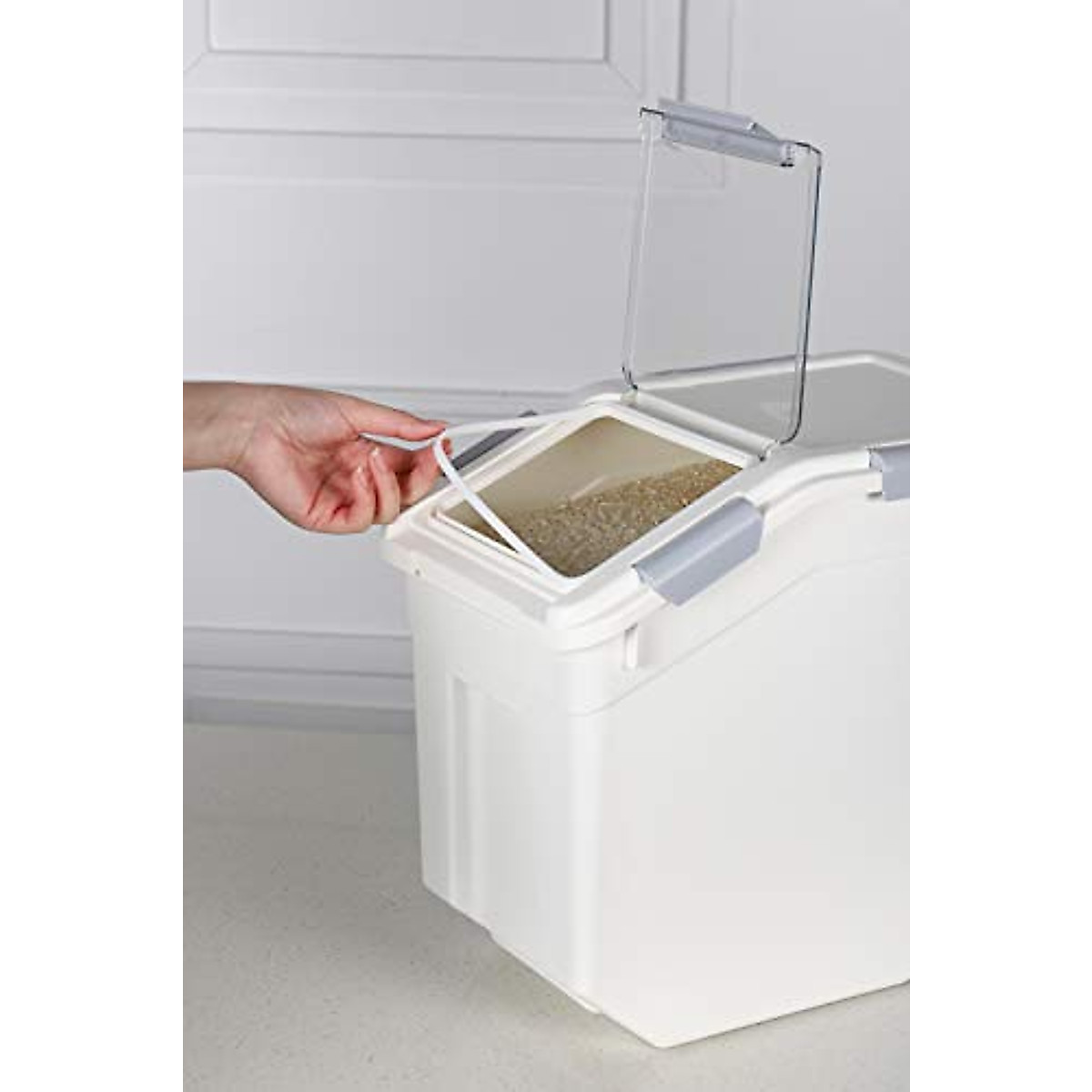 Rice Storage Container with Wheels Seal Locking Lid PP((507.27oz / 3.96gal / 80cup / 15L),Pack-2)