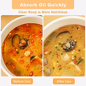 KLVEU 36 Sheets Kitchen Oil Absorbing Paper for Food Scum Oil Absorbing Sheets for Cooking ,Food Blotting paper Used for Soup, Fried Food to Absorb and Remove the Grease Fat