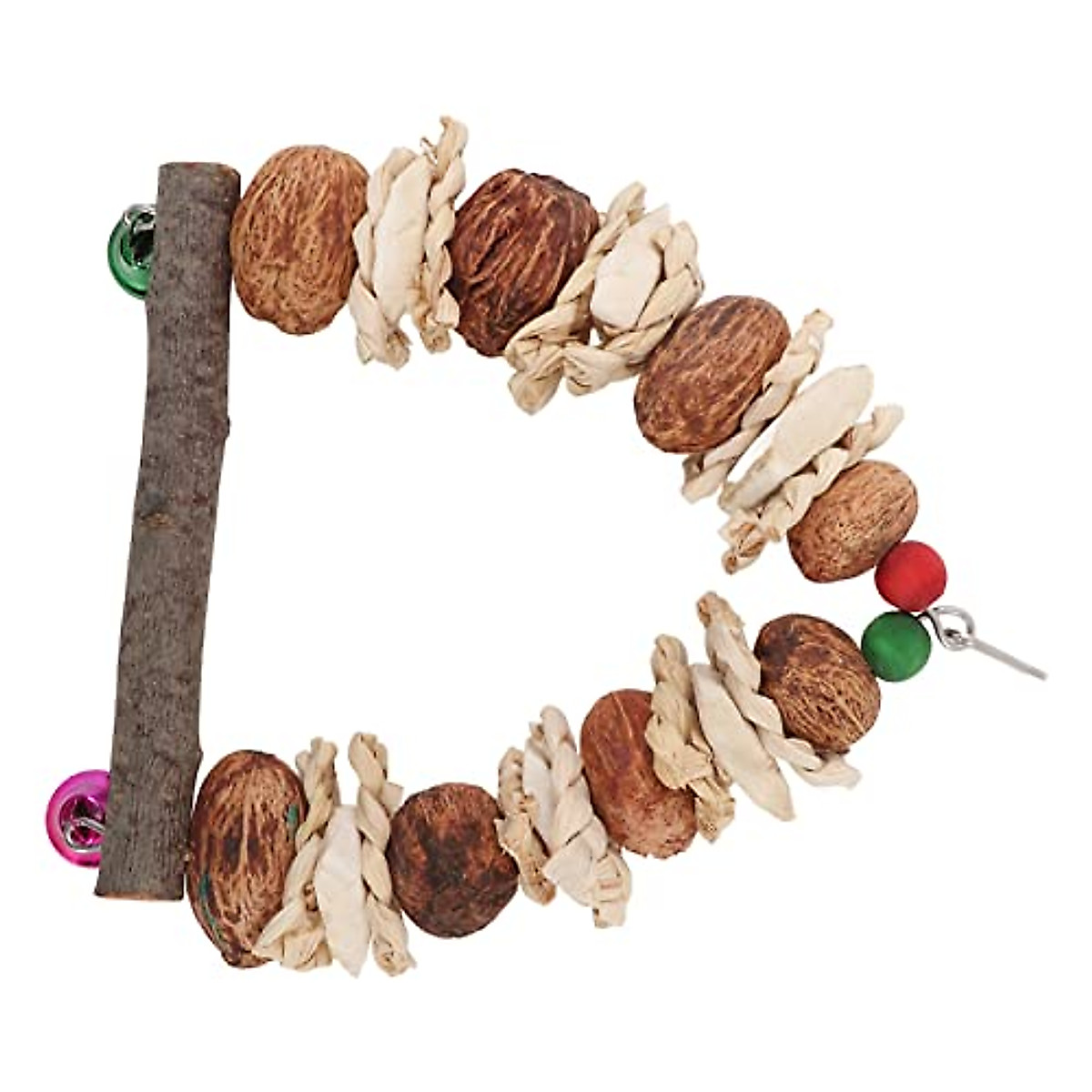 Bird Swing Healthy Cuttlefish Bone Toxic Free Parrots Swing Perch Hanging Nuts with Bells for Parakeets Parakeets (S)