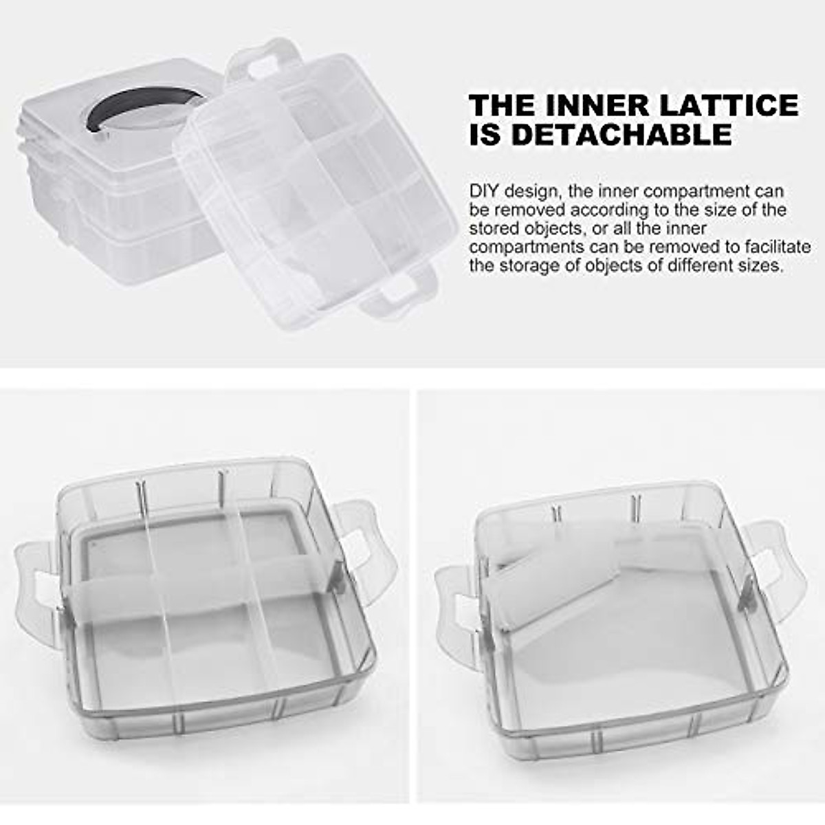 Beaupretty 3pcs318 Diy Embroidery Containers White Compartment Accessories, Divider Lids Small for Layers Case, Bins Inch Polish- X Tapes, Organizer Stackable Tools and Handle Case