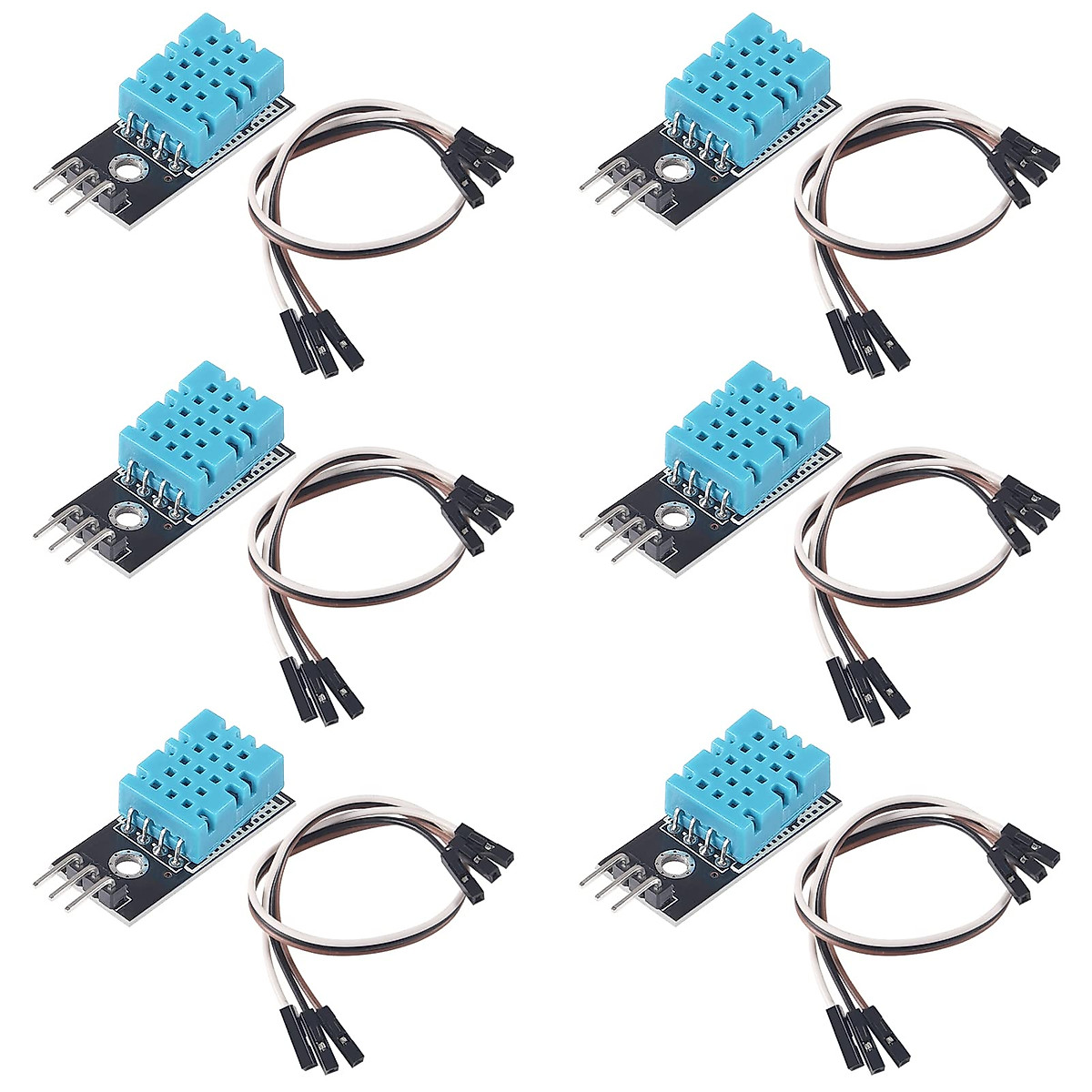 6pcs DHT11 Temperature Humidity Sensor Module Digital Temperature Humidity Sensor 3.3V-5V with Wires, Humidity Measure Range 20%-95% Temperature Measure Range 0-50℃