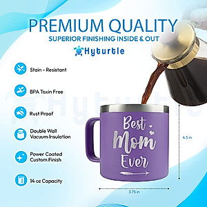 Hyturtle Best Mom Ever Coffee Purple Mug/Tumbler 14oz Gift For Women, Mothers Day Gifts For Mom From Daughter, Son, Kids - Birthday Gift Ideas For Mom - Christmas Gifts For Mom, Her, Wife