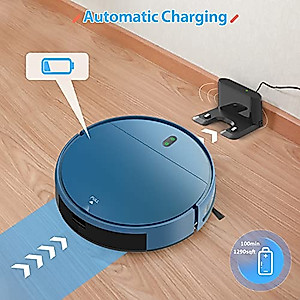 ZCWA Robot Vacuum and Mop Combo, Robot Vacuum Cleaner and Smart Robotic Vacuums Compatible with WiFi/APP/Alexa, Mopping System Scheduling for Pet Hair, Hard-Floor and Carpet(Royal-Blue)