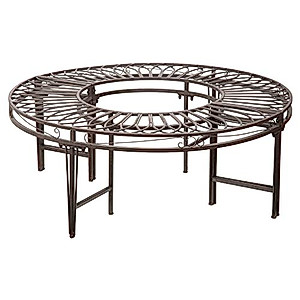 Design Toscano ZJ12063 Roundabout Circular Garden Tree Bench Seat, 47 Inch, Grey