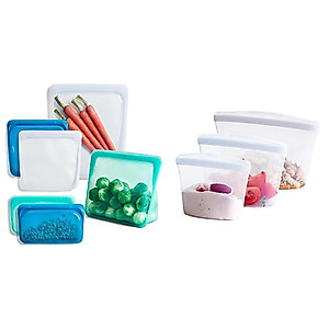 Stasher Reusable Silicone Storage Bags and Bowls Bundle (Ocean, 6-Pack)