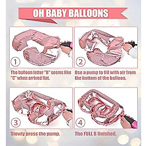 Rose Gold Baby Shower Decorations for Girl Pink Gold It’s A Girl Baby Shower Banner Rose Gold OH Baby Foil Letter Balloons Rose Gold Foil Fringe Curtains Tissue Pom Poms Honeycomb Balls by HappyField