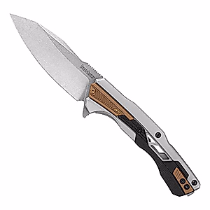 Kershaw Endgame Pocket Knife, 3.25" D2 Carbon Steel Spear Point Blade, Manual Flipper Opening, Frame Lock, Reversible Deep-Carry Pocketclip