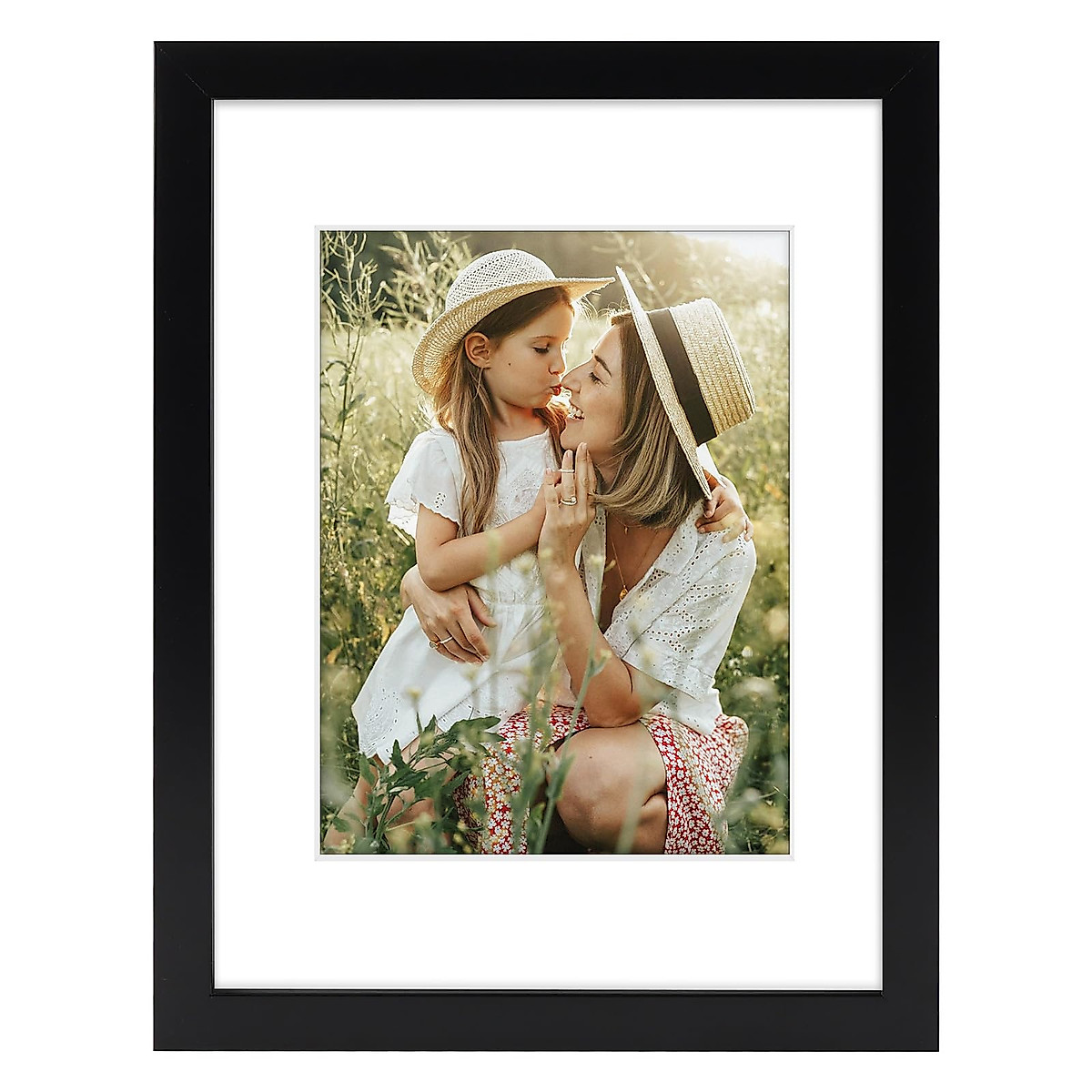 Golden State Art, 9x12 Picture Frame - Black Solid Wood With Tempered Glass - Display Pictures 6X8 with Mat or 9X12 Without Mat - Wall Hanging Photo Frame, 1 Pack