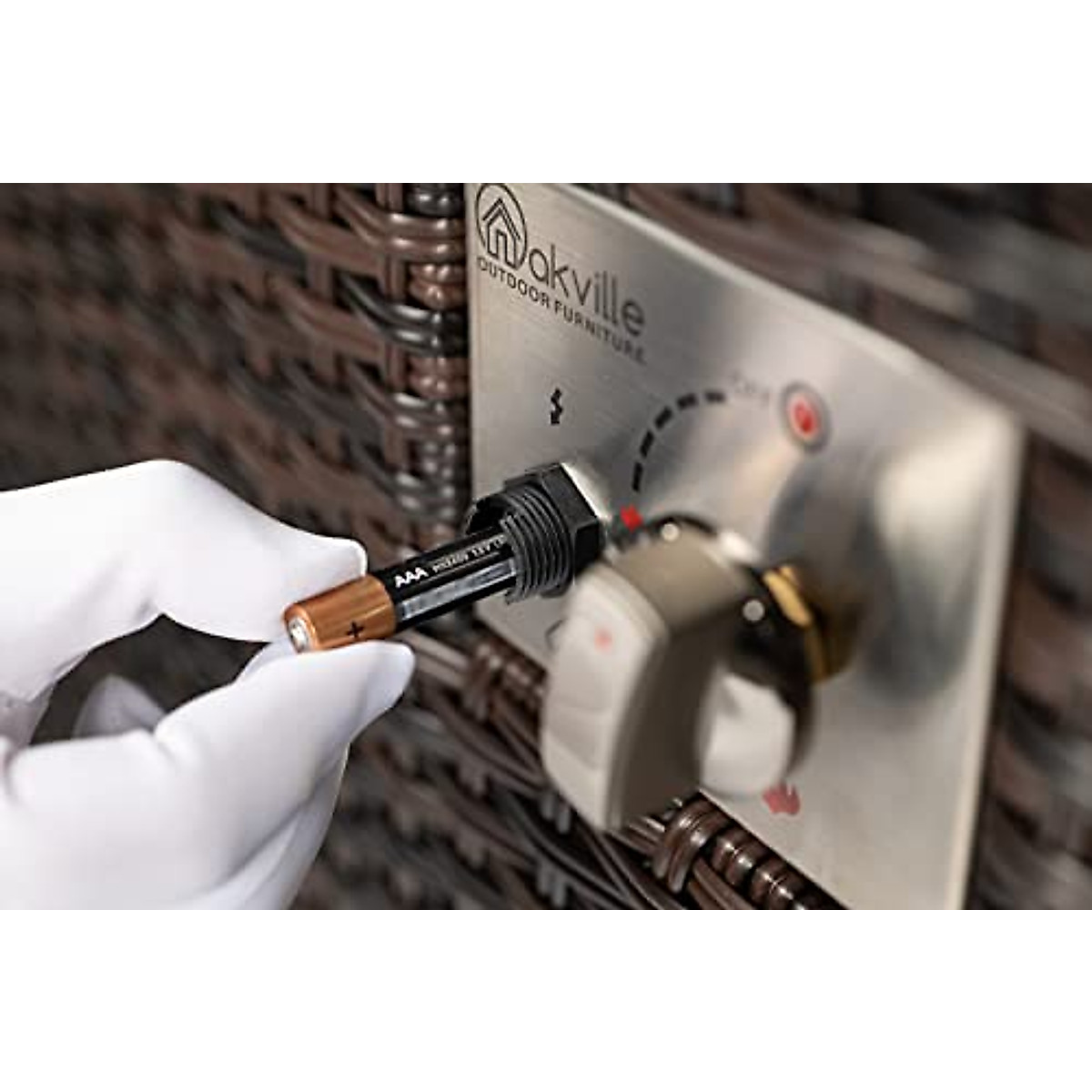 OAKVILLE FURNITURE 44 in Propane Fire Pit Table, 50000 BTU Rectangular Outdoor Gas Fire Pit, Brown Wicker Aluminum Tabletop in Tempered Fire Glass for Outside Patio Garden, Backyard